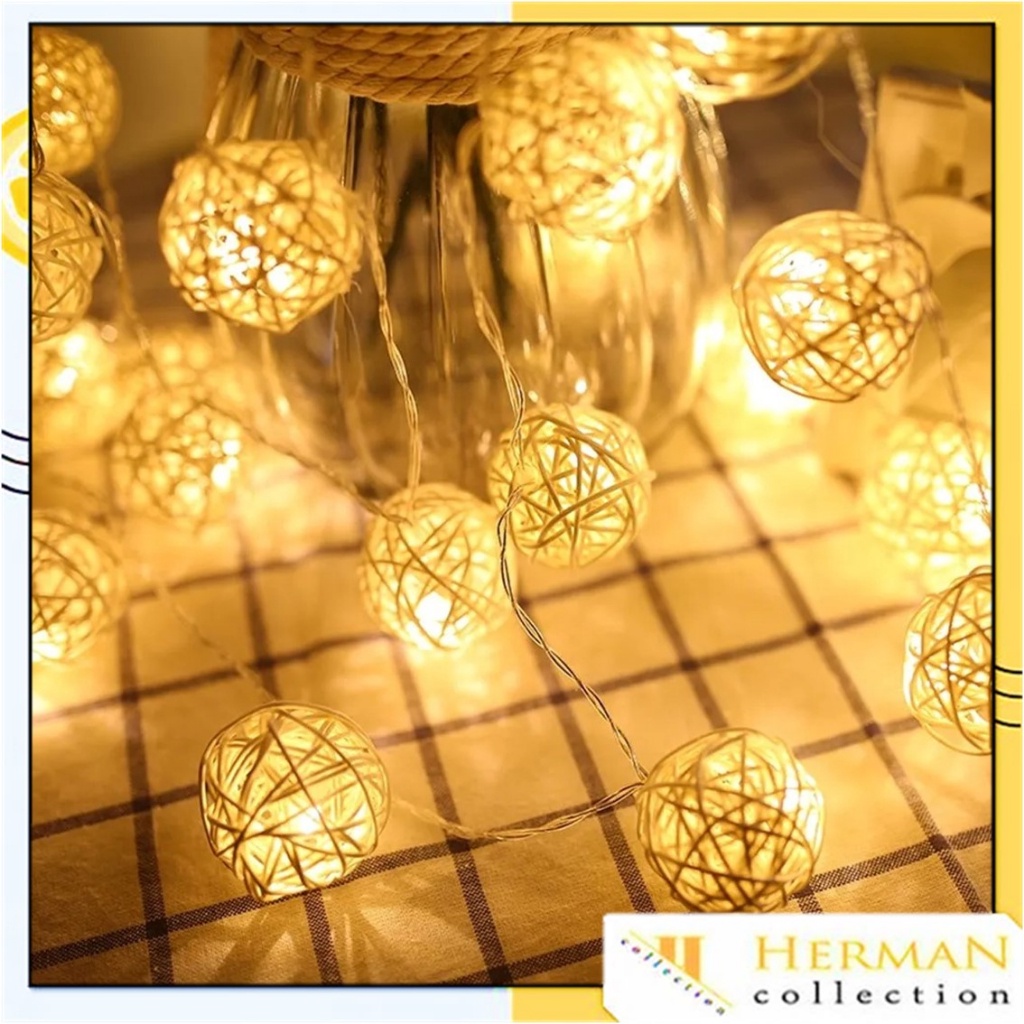 Jual HC Tumbler Lampu Bola Rotan 2Mtr Tali String Bola Takraw Hias ...