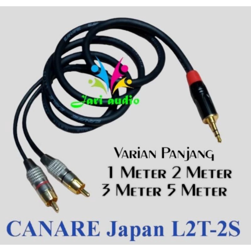 Jual Kabel Aux Jack 3,5mm Stereo to 2 RCA Male Kabel canare 1 meter | Shopee Indonesia