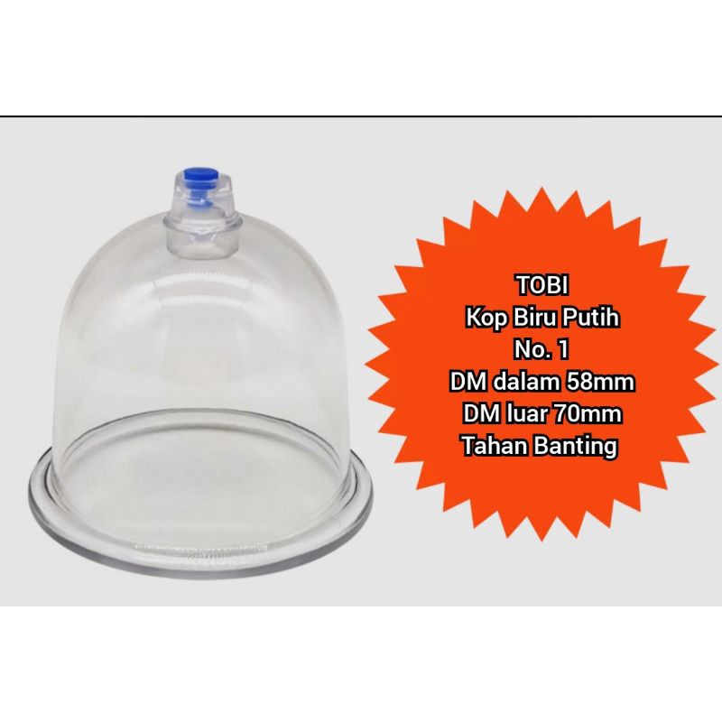Jual Kop Bekam TOBI Biru Putih no.1 anti banting/anti pecah | Shopee ...