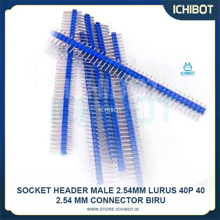 Jual Socket Header Male 2.54mm Lurus 40P 40 2.54 mm Connector Biru ...