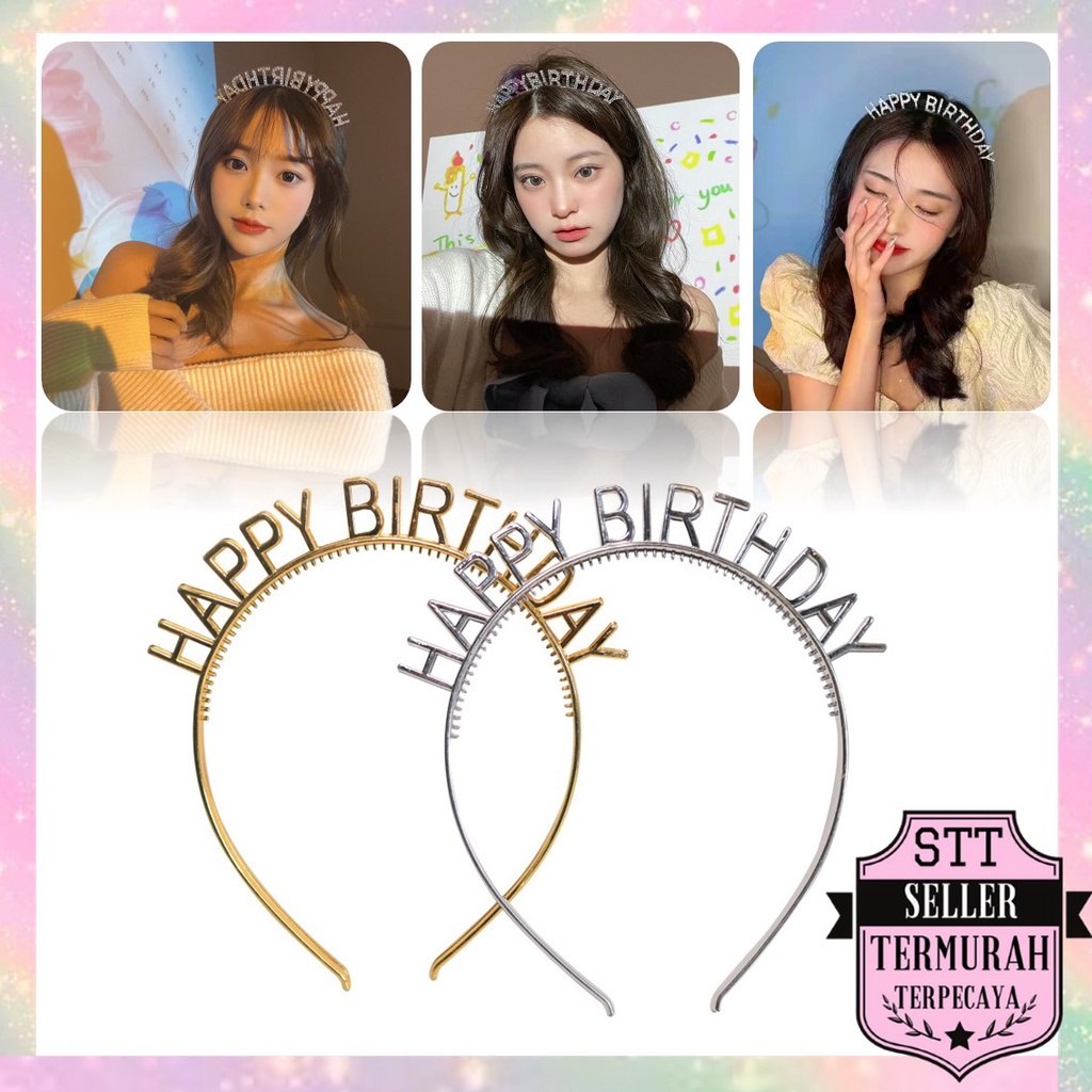 Jual STT Bando Desain Happy Birthday Anti Slip Gaya Korea HeadBand ...