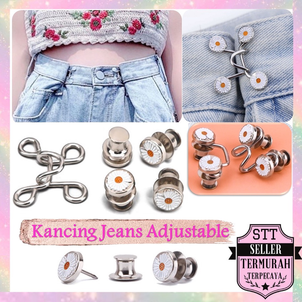 Jual STT Kancing Jeans Logam Simple Adjustable Motif Bunga Daisy Kait ...