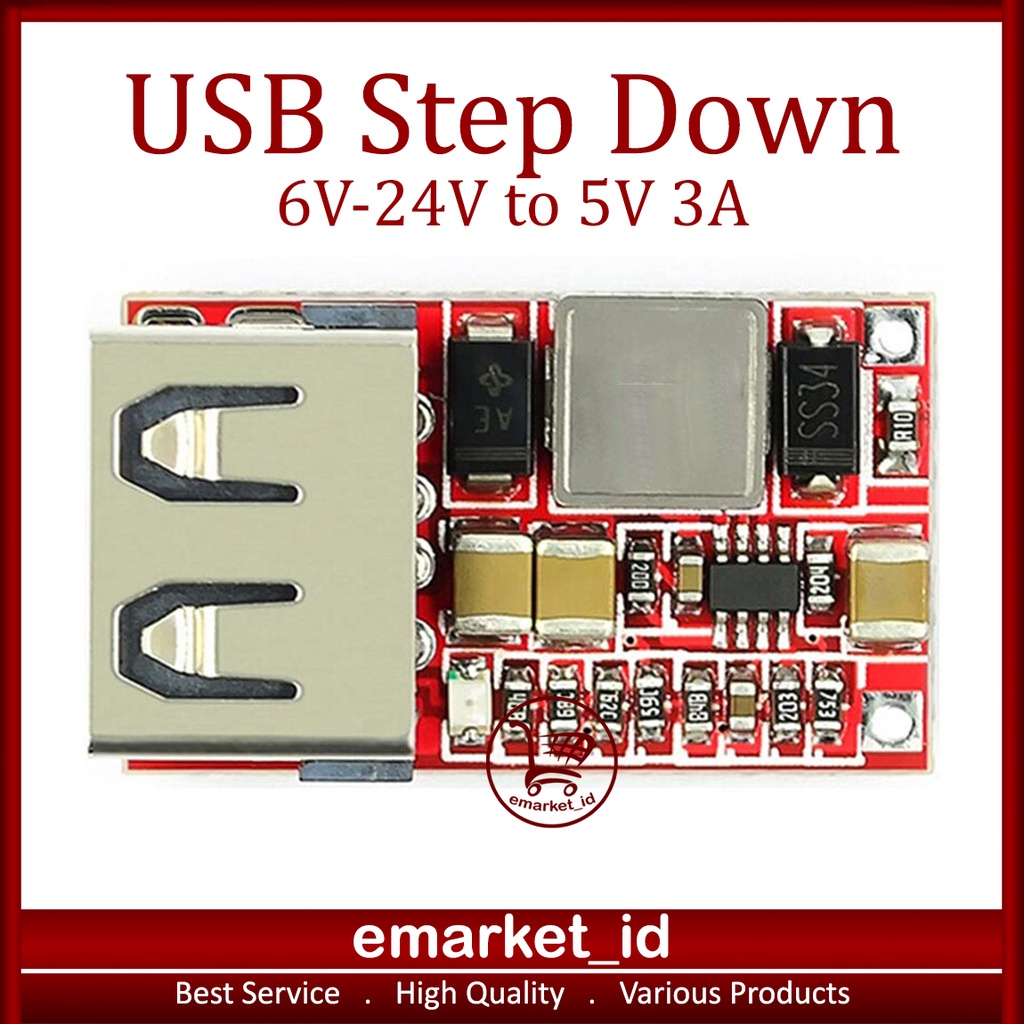 Jual USB Step Down Converter DC-DC 6V-24V to 5V 3A / Output Buck ...