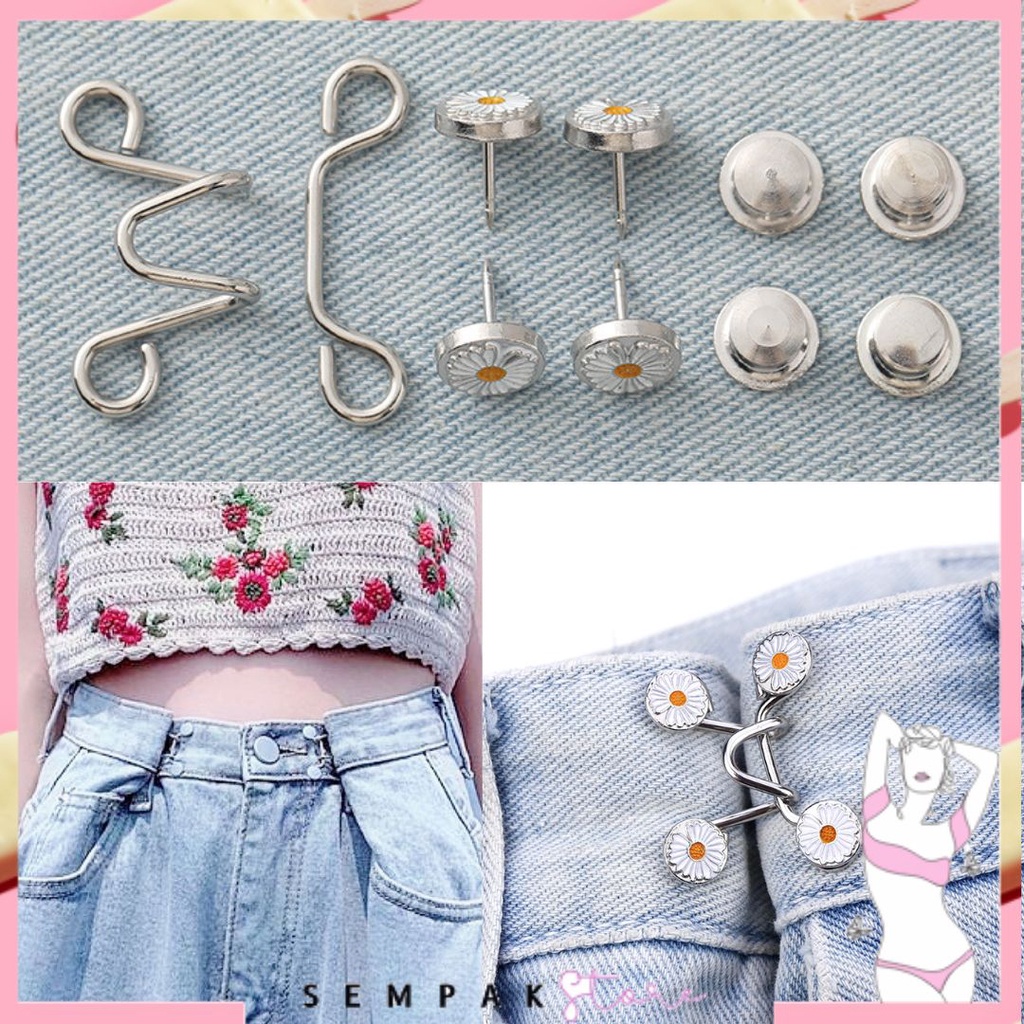 Jual SS Kancing Jeans Logam Simple Adjustable Motif Bunga Daisy Kait ...