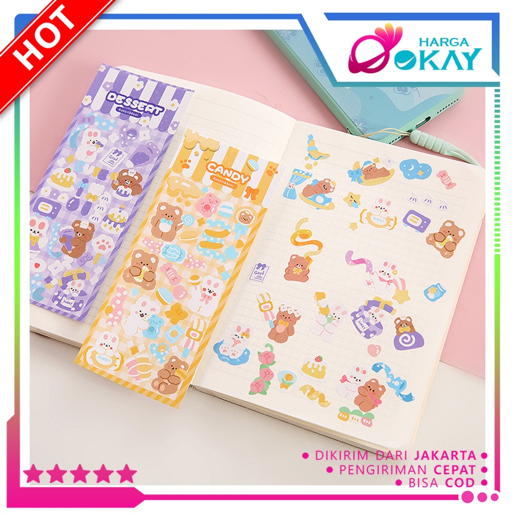 Jual HO STICKER WATERPROOF KARTUN BEAR RABBIT HOLOGRAM STIKER MOTIF ...