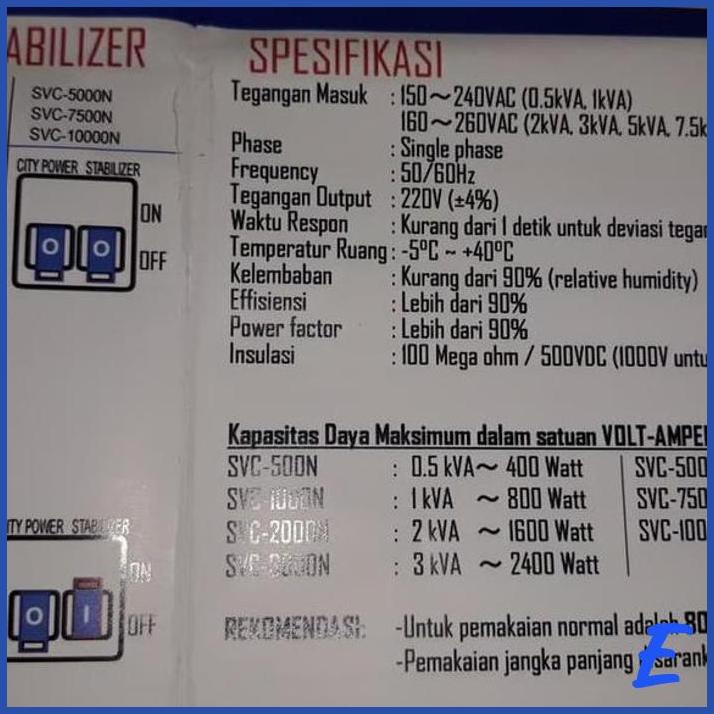 Jual | WR | STABILIZER SVC-500N TOYOSAKI 500 WATT LISTRIK STABIL 220V ...