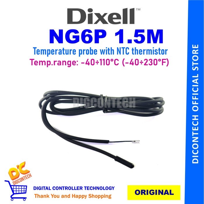 Jual Sensor Temperature Probe NG6P Dixell 1.5 meter Hitam -40 to 110oC ...