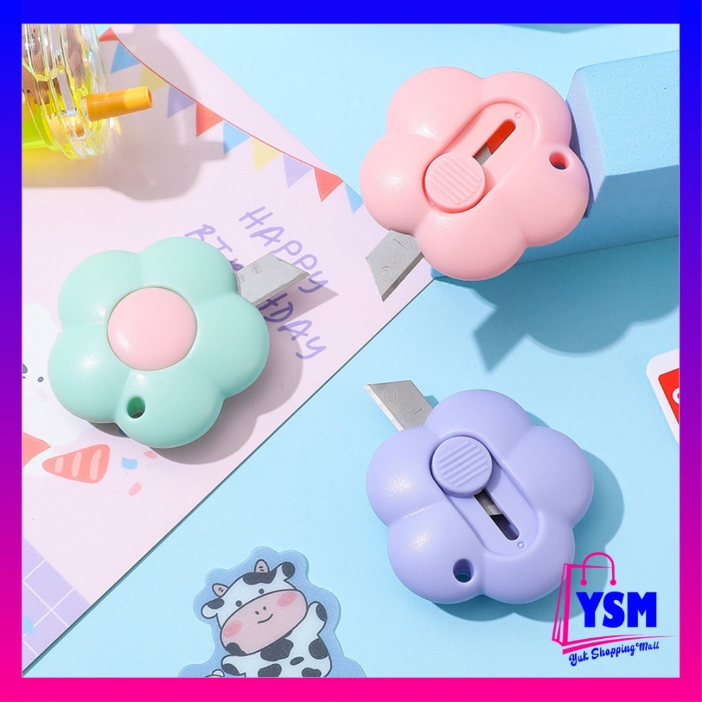 Jual YSM Cutter Mini Portable Bentuk Bunga Mini Cutter Warna Pastel ...