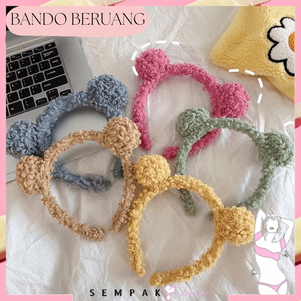 Jual SS Bando Karakter Telinga Beruang Bear Bulu Korea Kekinian Bandana ...