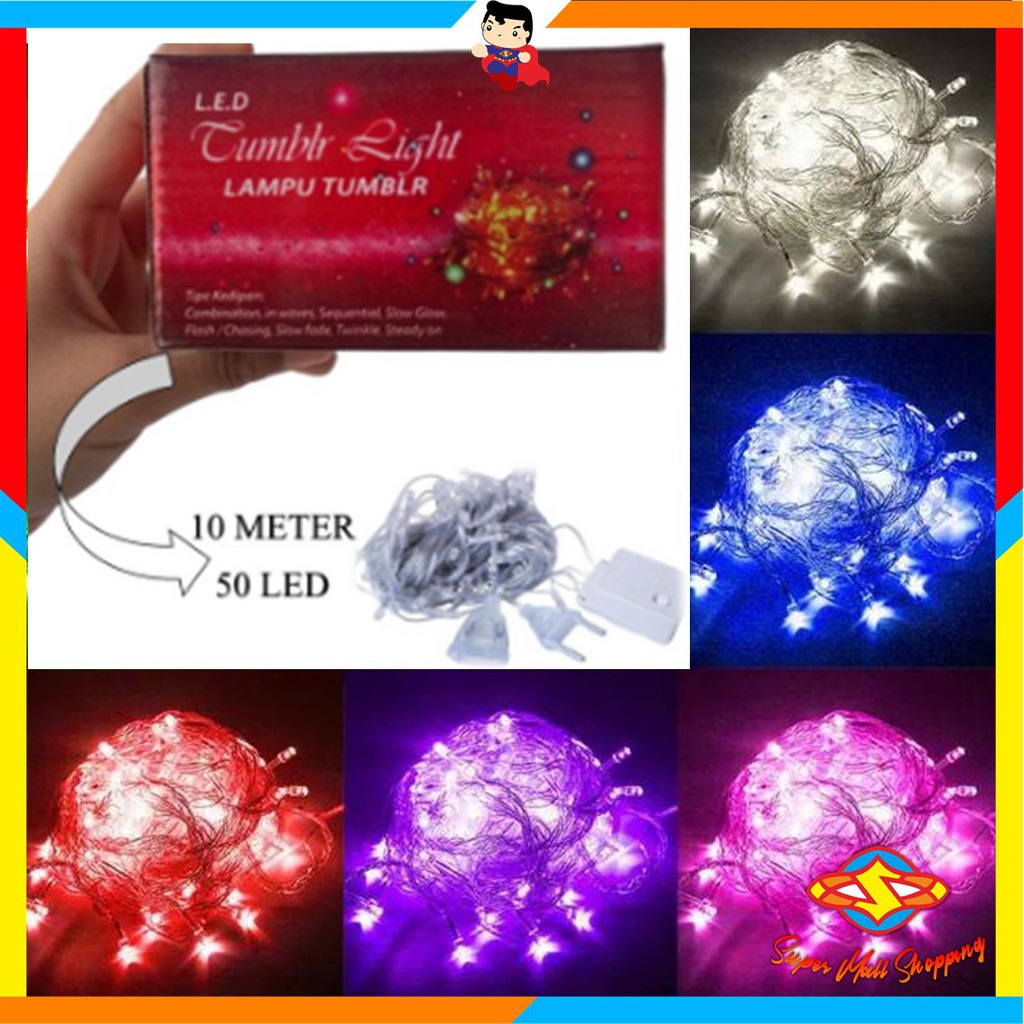 Jual SMS Lampu tumblr 10 Meter 50 LED Kotak Packingan BOX LAMPU LED ...