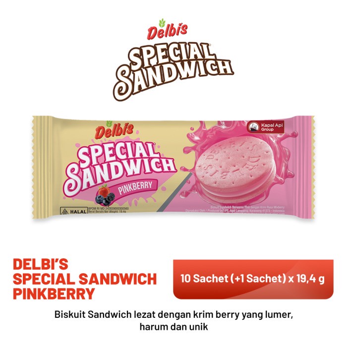 Jual Delbis Special Sandwich Pinkberry (10 Sachet x 19.4 gram) | Shopee ...