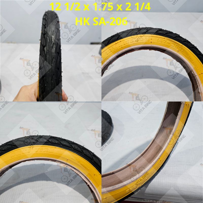 Jual Ban Luar Sepeda Anak Ukuran 12 X 1.75/2.125 Swallow SA-206 Hitam Kuning | Shopee Indonesia