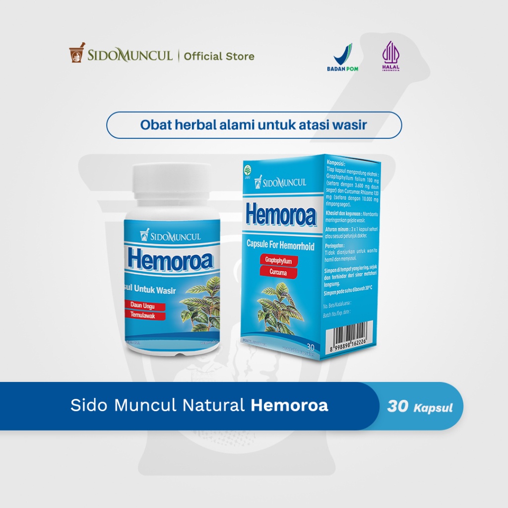 Jual Sido Muncul Natural Herbal Hemoroa 30 Kapsul - Wasir Pendarahan ...