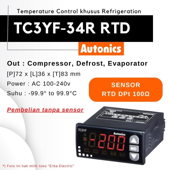 Jual Autonics TC3YF-34R RTD PT100 Temperature Control Cooling Freezer AC | Shopee Indonesia