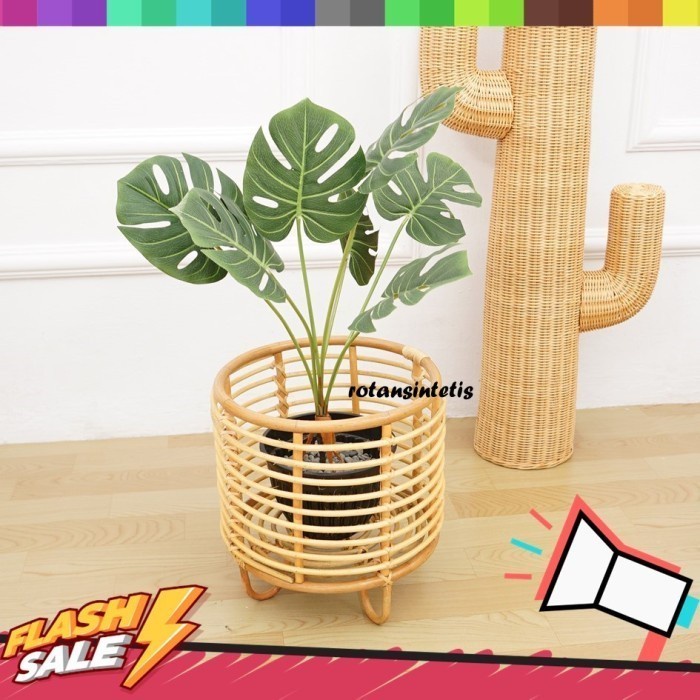 Jual Promo Keranjang Anyaman Cover Pot Rotan Alur Vas Hias Aesthetic ...