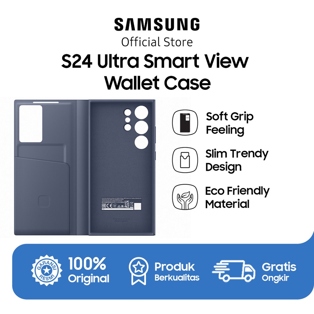 Jual Samsung Galaxy S24 Ultra Smart View Wallet Case - Violet | Shopee ...