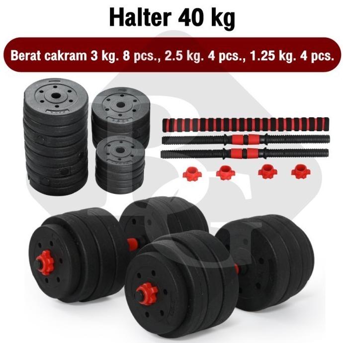 Jual B&G DUMBELL PVC 40 KG / ALAT ANGKAT BEBAN / BARBEL SET / ALAT OLAHRAGA | Shopee Indonesia