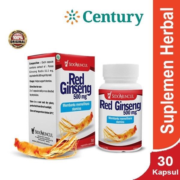 Jual Sido Muncul Red Ginseng 30 Vegetable Capsules / Suplemen Herbal / Stamina Pria | Shopee ...