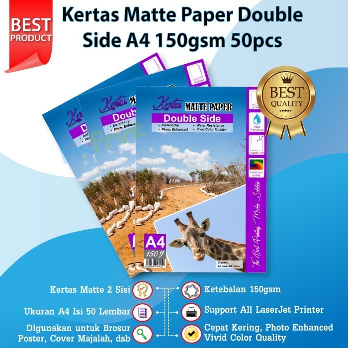 Jual Kertas Matte Paper Double Side A4 150Gsm - Kertas Matte A4 50 ...