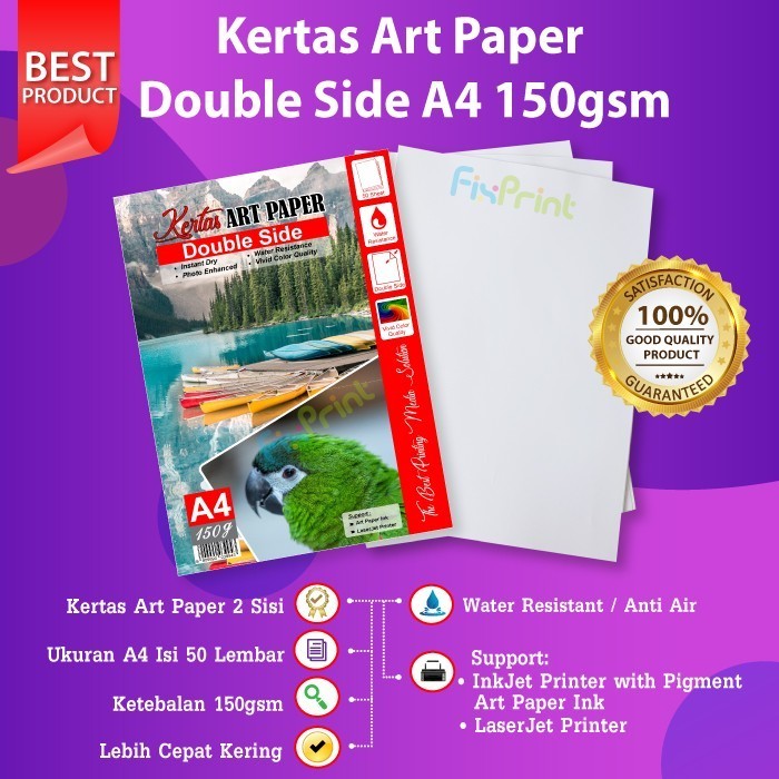 Jual 50 Sheets Kertas Photo Art Paper A4 120Gsm 120 Gsm Print Double ...