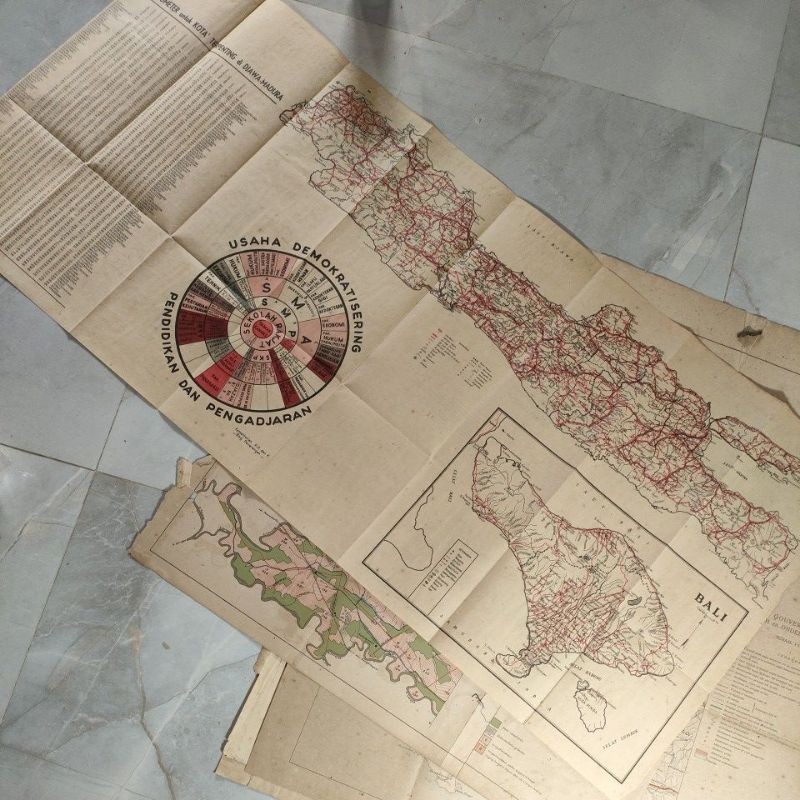 Jual Koleksi Peta Lama Pulau Jawa Bali tahun 1954 Original ukuran besar ...