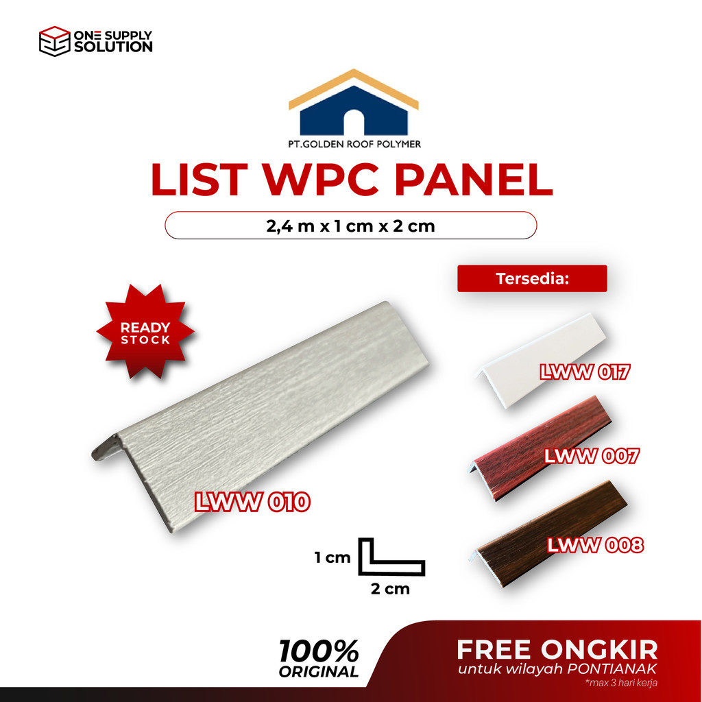 Jual Golden List Siku L Penutup WPC Panel 2,4m @1 batang/ Lis Siku L ...