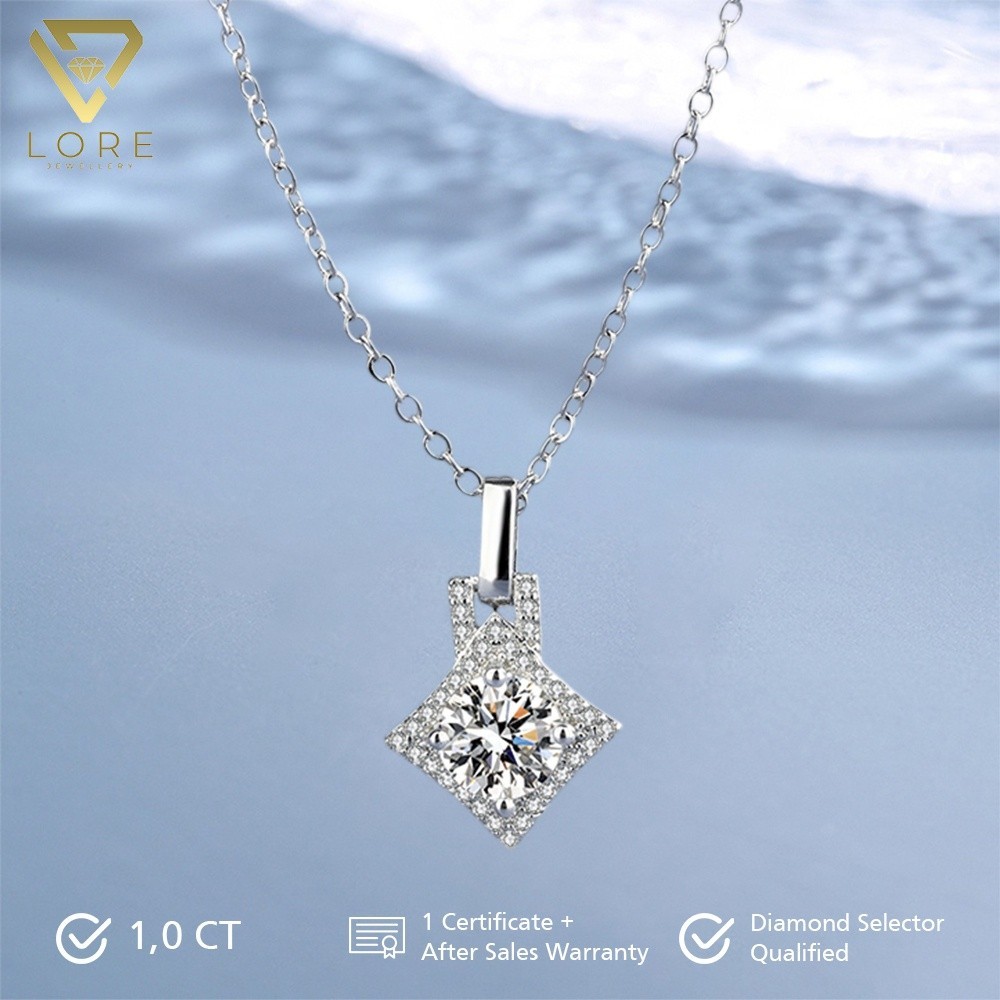 Jual Lore Jewellery - Kalung Moissanite Lapis Emas 18K - Rhombus Shaped ...
