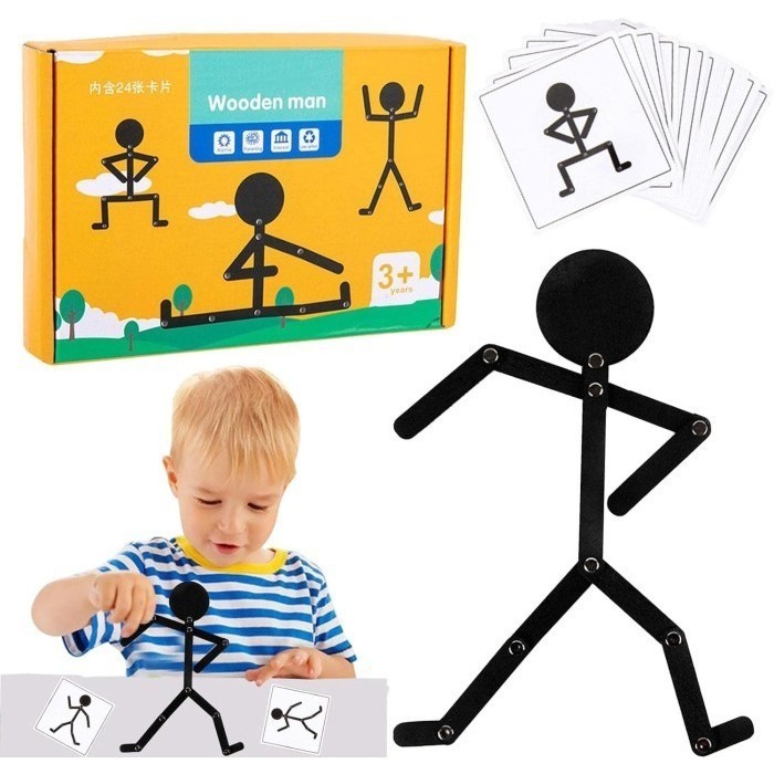 Jual MEI FASHION Mainan edukasi stickman Puzzle Wooden Toys Montessori ...