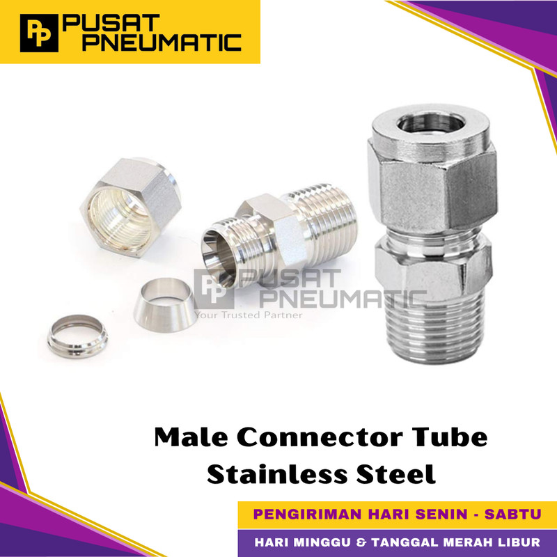Jual 10MM x 1/4" Male Connector Tube OD 10 MM x 1/4 Inch NPT Stainless Steel | Shopee Indonesia