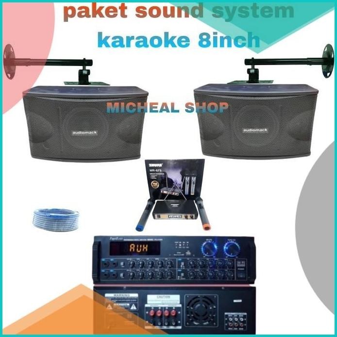 Jual PAKET SOUND SYSTEM KARAOKE 8INCH AUDIOMACK +AMPLIFIER BLUETOOTH ...