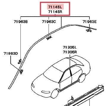 Jual Moulding Drip / Karet List Atap Lancer Evo 4 5 6 Ck4 Original ...