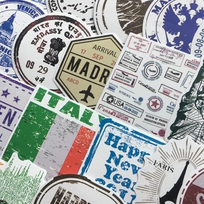 Jual 60 Pcs Stiker Koper Laptop Rimowa - Luggage Sticker Retro ...