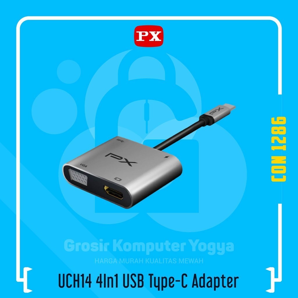 Jual PX UCH14 4In1 USB Type-C to HDMI VGA USB HUB Adapter Converter ...