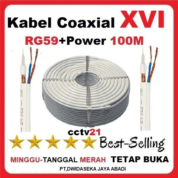 Jual KABEL COAXIAL CCTV THUNDERIN RG59 PLUS POWER DC 100 METER | Shopee ...
