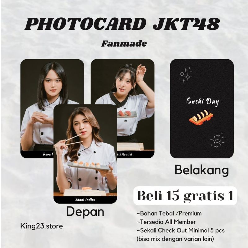 Jual Photocard Jkt48 Unofficial/Fanmade Edisi Sushi Day Zee Adel Freya Marsha | Shopee Indonesia