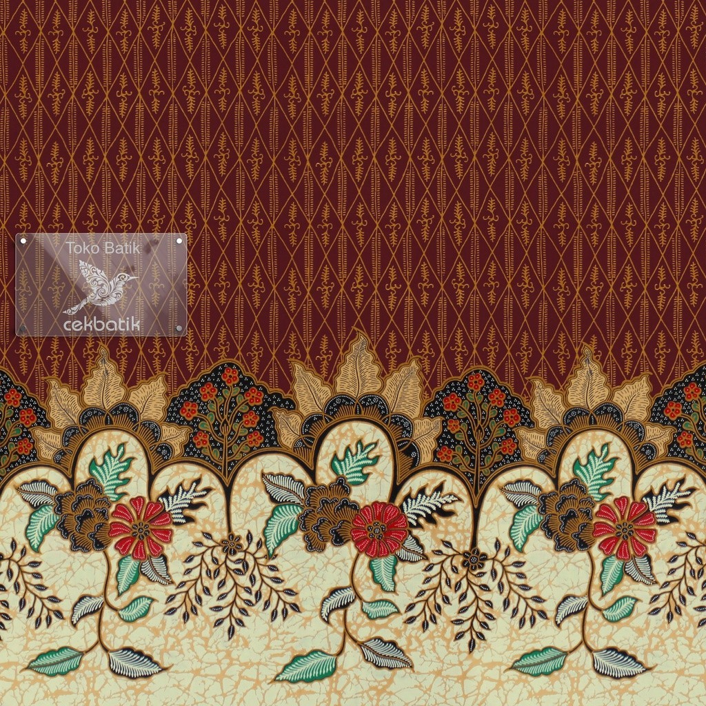 Jual kain batik - Motif Batik Bunga Songket Jawi Elegan (Maroon ...