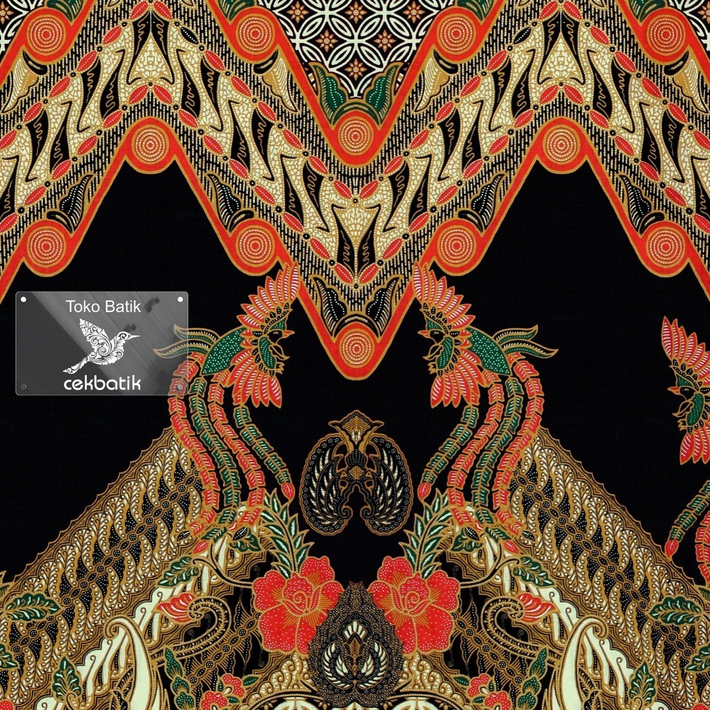 Jual kain batik - Motif Batik Sogan Burung Bunga Orange Elegan (Hitam ...
