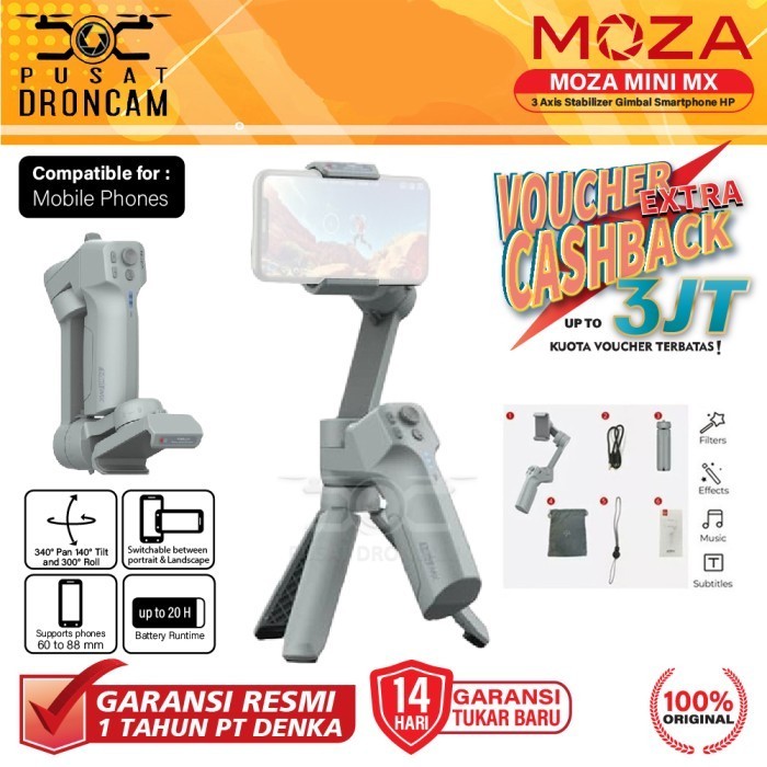 Jual Moza Mini Mx 3-Axis Gimbal Smartphone Handphone Stabilizer ...