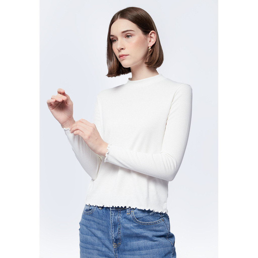 Jual Executive Long Sleeve Knit Top Off White | Shopee Indonesia