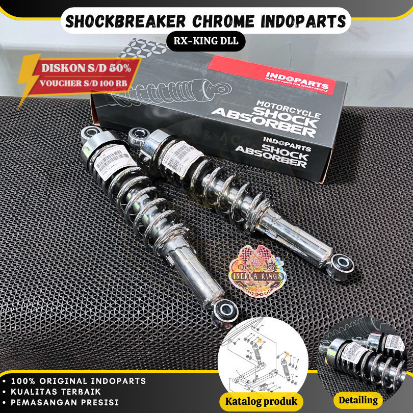Jual Shock Shockbreaker Belakang RX King RXK Chrome 320 ORIGINAL Indoparts | Shopee Indonesia