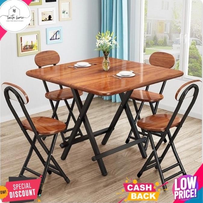 Jual Set Meja Makan Minimalis 4 Kursi Lipat / Dinner Table / Meja Makan ...
