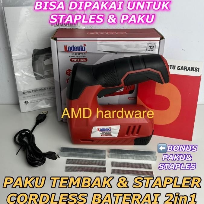 Jual MESIN PAKU TEMBAK & STAPLER CORDLESS BATERAI 2in1 NAILER STEPLES F30 | Shopee Indonesia