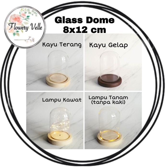 Jual Flower Glass Dome Kecil Kosong Kubah Kaca Glass Container Glassbox ...
