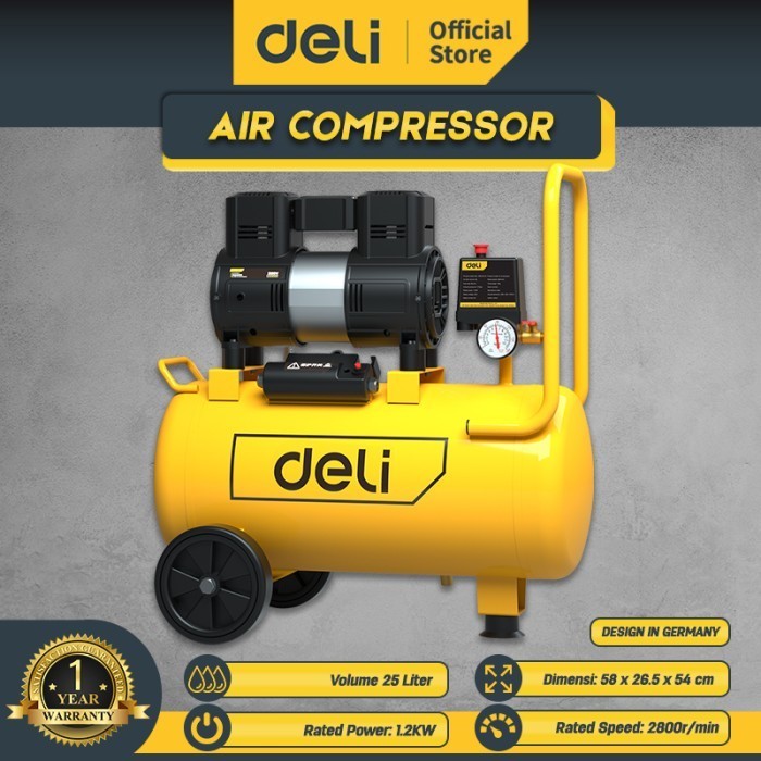 Jual Terbaru Deli Air Compressor / Kompresor Angin 25L Oil-Free Edl ...