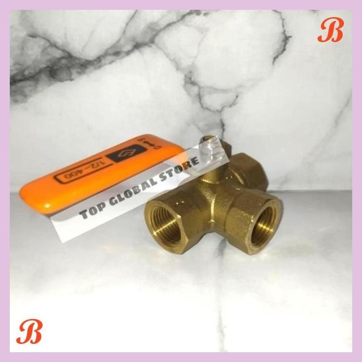 Jual BALL VALVE 3 WAY 1/2" KUNINGAN / KRAN CABANG TRIWAY SAILING - ONDA | Shopee Indonesia
