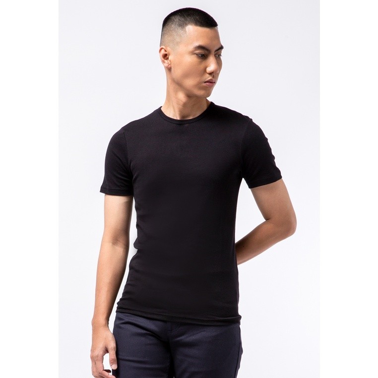Jual Executive Solid Short Sleeve R Neck Undershirt Black | Shopee Indonesia