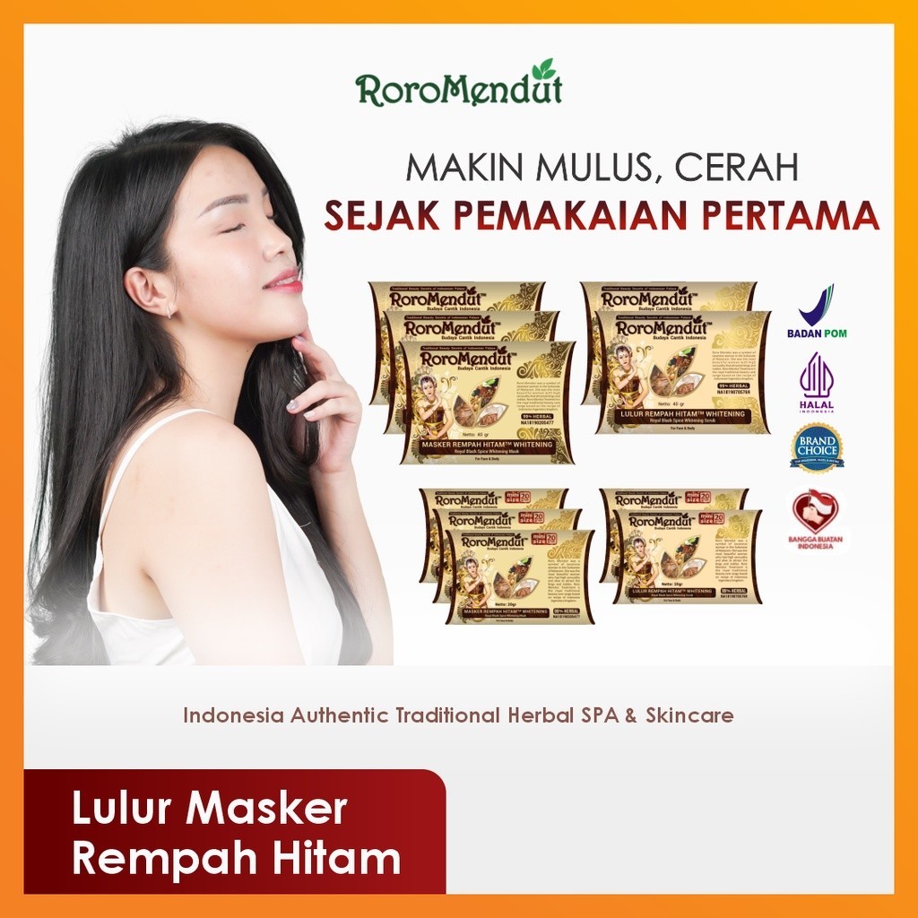Jual 𝐑𝐎𝐑𝐎 𝐌𝐄𝐍𝐃𝐔𝐓 Paket Lulur dan Masker Rempah Hitam | Shopee Indonesia