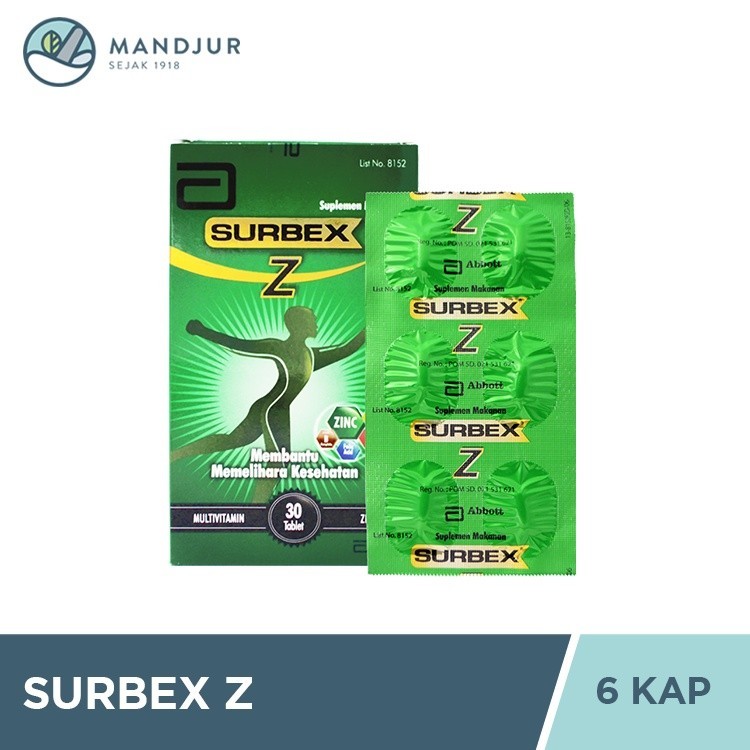 Jual Surbex Z Strip 6 Tablet - Suplemen Vitamin B Kompleks, C, E, Asam ...