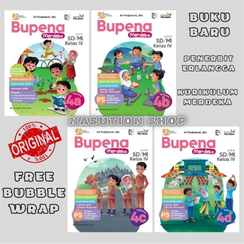Jual Buku Bupena Merdeka Volume 4A 4B 4C 4D Kelas 4 SD/MI Erlangga Kurikulum Merdeka Original ...