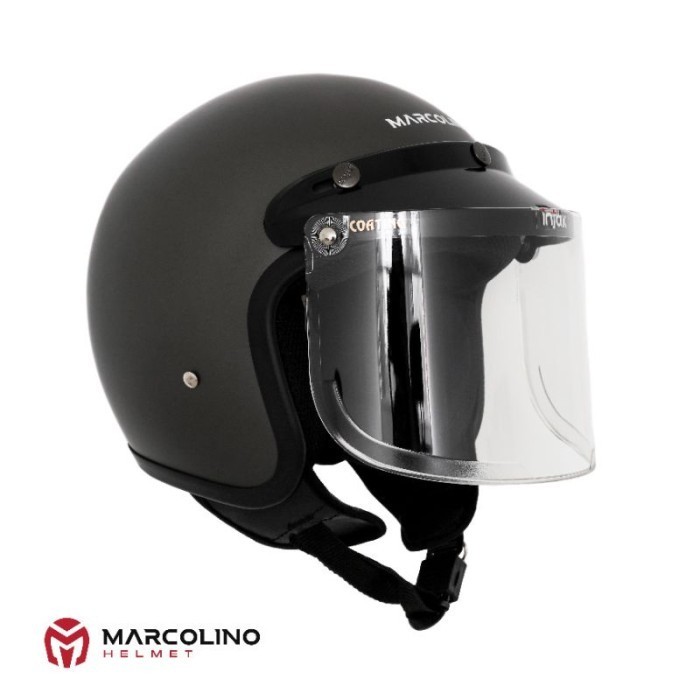 Jual Helm Go Retro Marcolino Abu-Abu Doff Sni Flat Visor By Jmc Helmet ...
